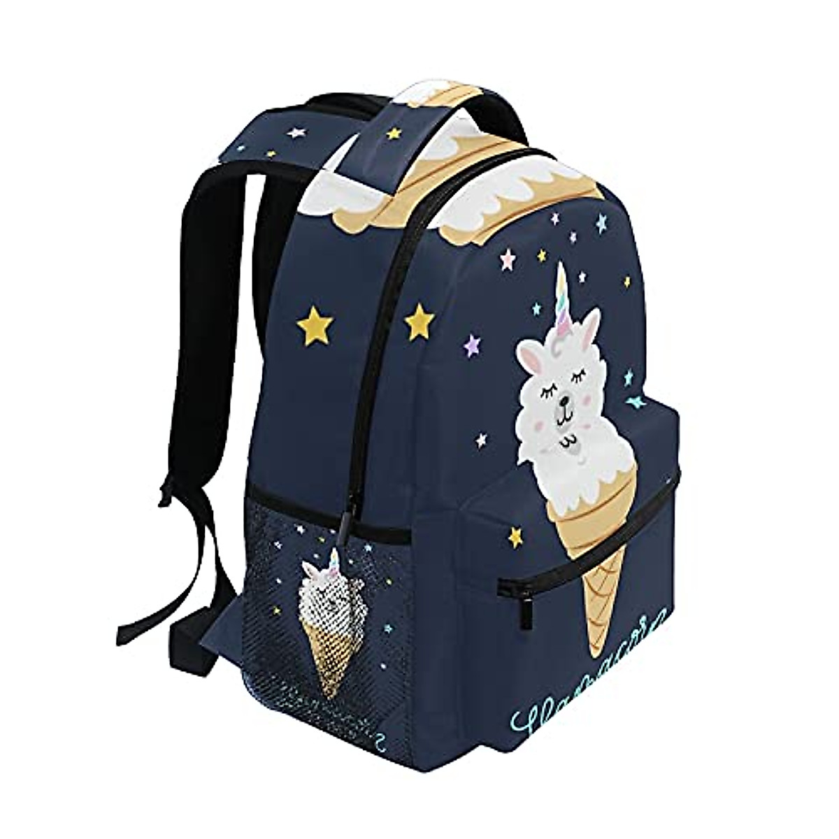 Cute Llama School Backpacks Cartoon Ice Cream Student Backpack Big For Girls Kids Elementary School Shoulder Bag Bookbag