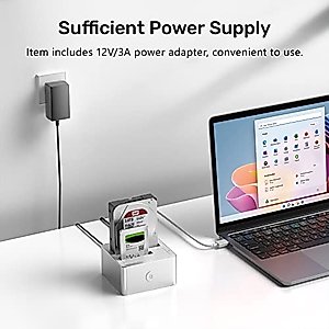 Unitek Aluminum USB 3.0 to SATA Dual Bay External Hard Drive Docking Station with UASP for 2.5 / 3.5-inch HDD SSD, Hard Drive Duplicator/Offline Clone Function (2 x 18TB Support)-Silver