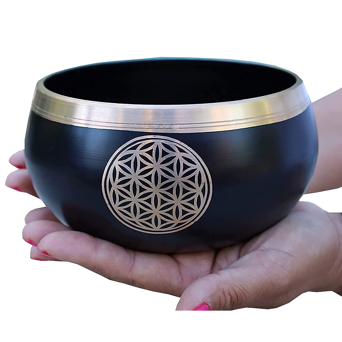 Tibetan Flower Of Life Singing Bowl Mallet Cushion Set ~ For Meditation, Yoga, Spiritual Healing and Mindfulness ~ Extra Large