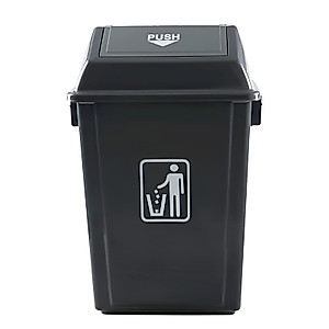 Dehouse 13 Gallon Plastic Trash Can with Swing Lid, 4-Pack Large Kitchen Swing-Top Garbage Can, Gray