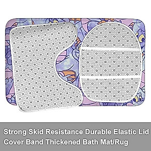 JIYINJI Figment 4 Piece Shower Curtain Sets,Non-Slip Rugs, Toilet Lid Cover and Bath Mat, Durable for Bathroom Decor Set.