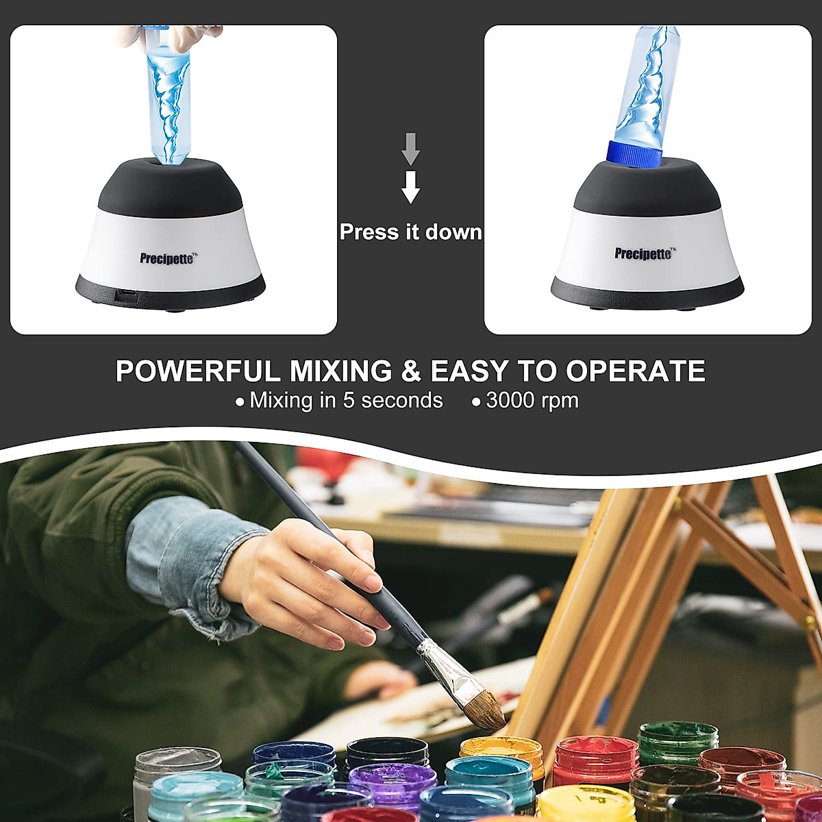 Miniature Paint Shaker - Lab Vortex Shakers Model Paint Mixer, Mini Lab Vortex Mixer, Touch Function, Tattoo Ink Shaker Orbital Mixer Nail Polish Mixer Test Tube Mixer