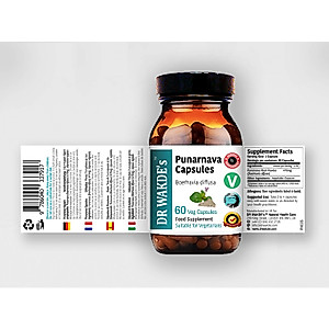 DR WAKDE'S Punarnava Capsules (Boerhavia diffusa, 60 Veg Caps, Plant-Based Supplement, Ayurvedic Herb, All Natural, Vegan)