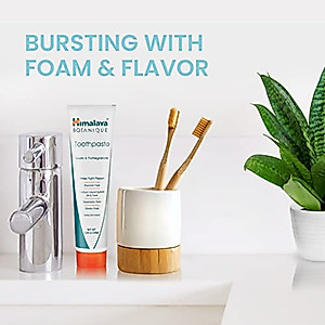 Himalaya Botanique Neem & Pomegranate Toothpaste, Original Formula for Brighter Teeth and Fresh Breath, Fluoride Free, 5.29 oz, 2 Pack