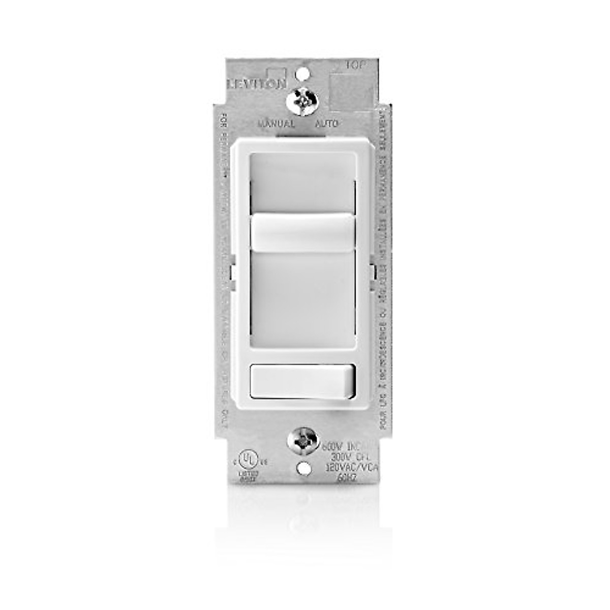 Leviton 6674-P0W SureSlide Universal 150-Watt LED and CFL/600-Watt Incandescent Dimmer, White