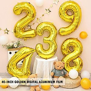 Rukinovi 40 Inch Numbers Birthday Party Balloon,Numbers 3 Gold Balloons for 3 13 23 30 31 32 33 34 35 36 37 38 39 Birthday Party,Anniversary, Graduation etc Party Decorations