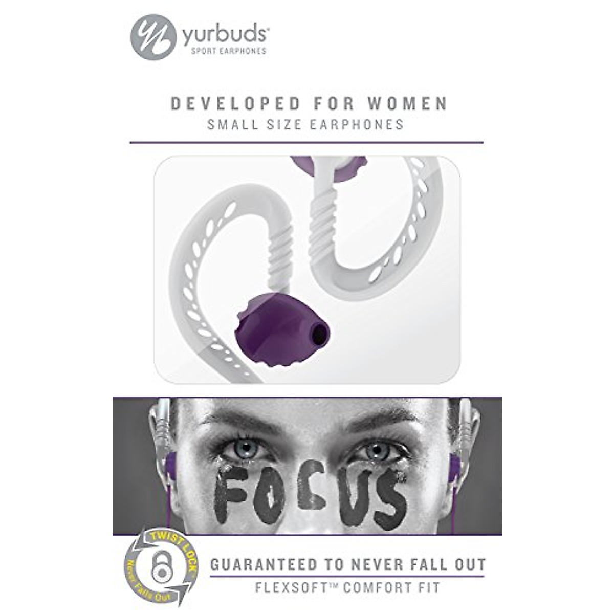 Yurbuds Focus Women's Sport Earbuds, Purple