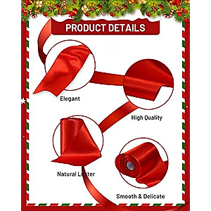 FAKILO Red Satin Ribbon 4 Inch x 22 yd Wide Thick Ribbon for A Grand Opening Business Ribbon Cuttings Ceremony Bow Wedding Chairs Pageant Sashes Christmas Festival Decor