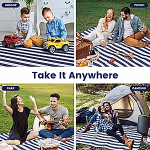 sapsisel 80”x 80” Picnic Blanket Extra Large, Waterproof and Foldable Beach Blanket, 3-Layer Outdoor Blanket for 6 to 8 Adults, for Camping, Park, Beach, Grass, Indoors…