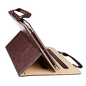 TechCode Case for iPad 9th Generation 10.2, Portable Handbag Wallet Flip Case PU Leather Stand Cover with Handle Pocket Sleeve for iPad 7th/8th /9th Generation 10.2 inch (Brown03)