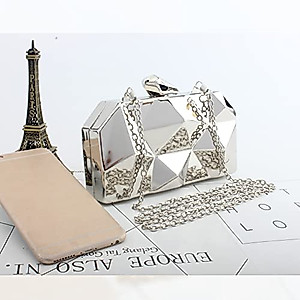 Emprier Womens Geometric Metal Evening Clutch Purse Fashion Small Evening Shoulder Bags Box Clutch Bags