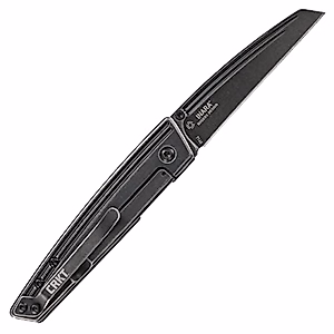 CRKT Inara EDC Folding Pocket Knife: Low Profile Gentleman's Knife, Everyday Carry Pocket Knife with Liner Lock, Black Stonewash Finish, G10 Handle, Pocket Clip 7140