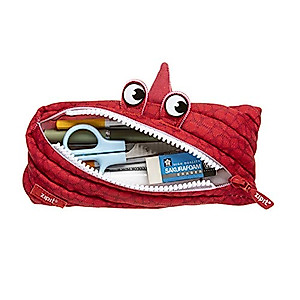 ZIPIT Dino Pencil Case for Boys | Pencil Pouch for School, College and Office | Pencil Bag for Kids (Red)