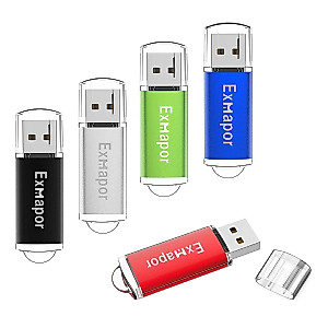 USB Flash Drive 1GB 5PCS Exmapor Memory Stick Bulk Storage Pen Drive with LED Indicator