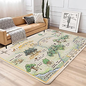 100 Acre Wood Map Jungle Rug Carpet Area Rugs Shag Rug Modern Fluffy Living Room Outdoor for Girls Kids Baby Room Nursery Home Decor 3x5 4x6 5x8 (Map Rug2, Medium (4x6 feet))