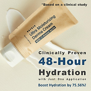 varuza Ultra Moisturizing Derma Facial Cream – Oil Free Deep Hydrating Face Moisturizer – Vegan, EWG Verified Product Korea Skin Care with Hyaluronic Acid, Amino Acids, Non-Sticky Unscented Lotion