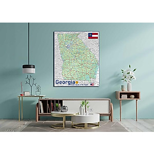 Georgia State Poster Map - 16.5 x 20.4 Inches - Paper Laminated