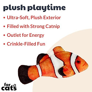 H&K Cat Toy | Clownfish | Plush Cat Toy with Catnip Inside | Funny Realistic Cat Gift | Fun, Durable, and Safe | Huxley & Kent Cat Toys
