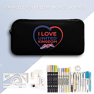 I Love United Kingdom Pencil Case Pencil Pouch Coin Pouch Cosmetic Bag Office Stationery Organizer