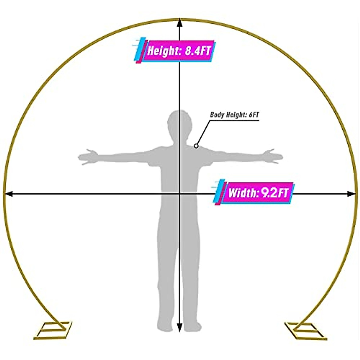 Fomcet 9.2FT Large Round Backdrop Stand Gold Metal Circle Wedding Balloon Arch Frame for Wedding Ceremony Anniversary Birthday Party Baby Shower Photo Background Decoration