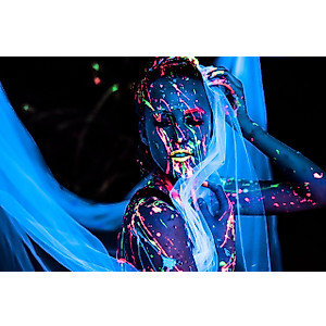 Midnight Glo Black Light Face and Body Paint (Set of 8 Bottles 0.75 oz. Each) - Neon Fluorescent Paint Safe On Skin, Washable, Non-Toxic