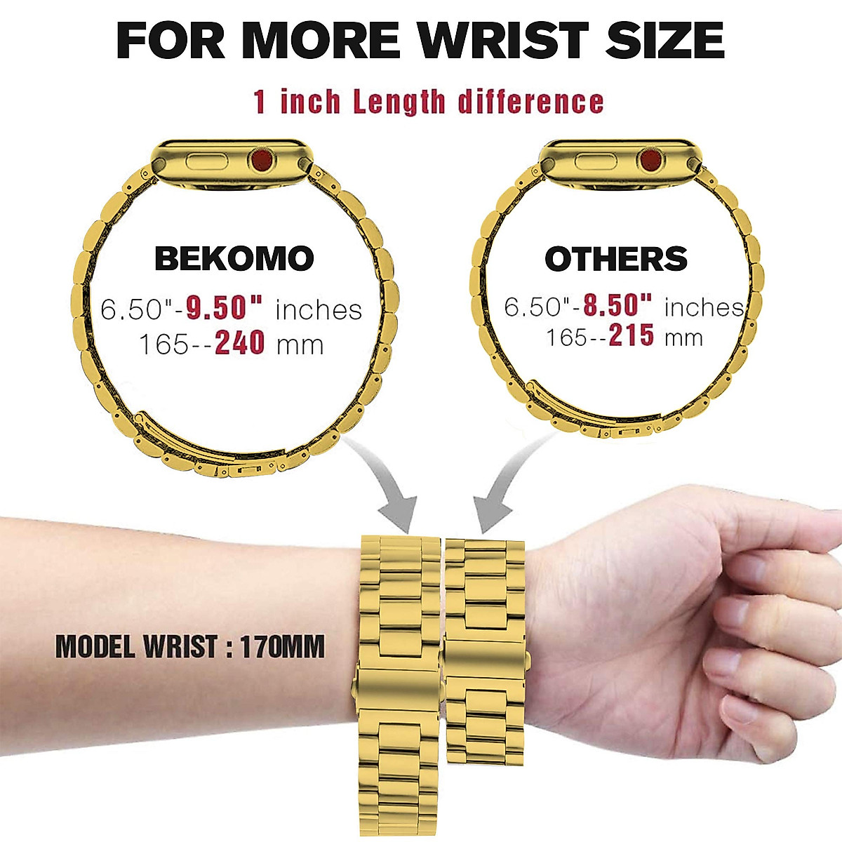 Bekomo 3-Pack Stainless Steel Apple Watch Band with 2 Pack Tempered Glass Screen Protectors, 49mm, 44mm, 45mm, 42mm, 40mm, 38mm, 41mm