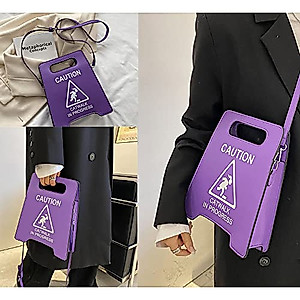Novelty Shoulder Bag,Fashion Caution Tote Handbags Novelty Stop Sign Purse,Caution Shoulder Bag for Women Girls (Black)
