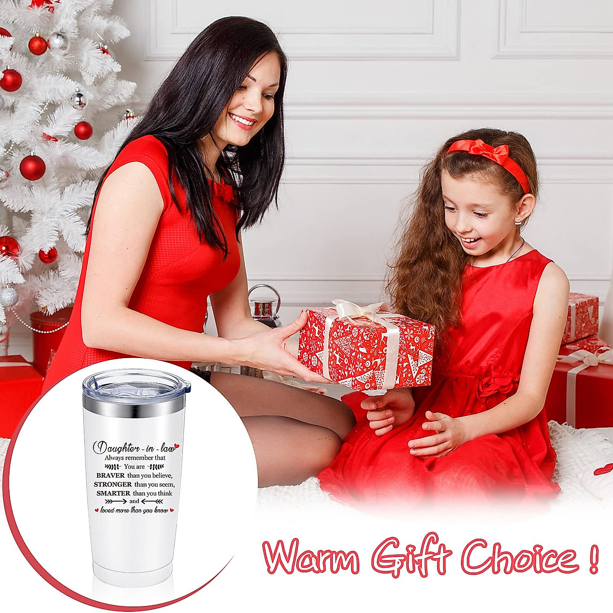 Daughter in Law gift from Mother in Law, Always Remember You are Braver Than You Believe, Inspirational Birthday, Christmas, wedding Gift Ideas for Daughter in Law, 20 oz Tumbler Mug with Gift Box