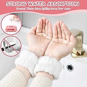 8Pcs Face Wash Wristbands Wrist Towels Bands for Washing Face Microfiber Wrist Spa Wristbands Absorbent Face Whishing Wristbands for Women Girls Prevent Water Spilling Down from Your Arms