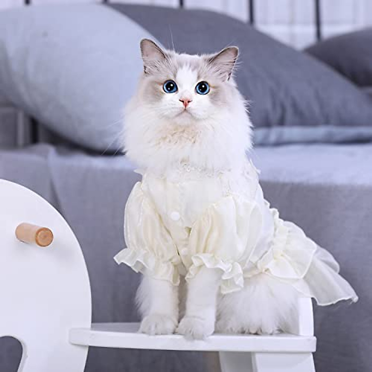 FLAdorepet Cute Dog Dress for Cat Only,Prevent Shedding Hair Pet Summer Clothes Vest Tutu Skirt for Small Medium Dog (2XL(14-20LBS), Yellow)