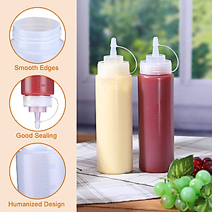 24 Pcs 12 oz Plastic Condiment Squeeze Bottles Squeeze Leak Proof Multipurpose Squirt Bottles with Twist Top Cap for Sauces Ketchup BBQ Syrup Dressings Paint Grilling Crafts Olive Oil Arts, Clear
