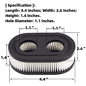 (4-Pack) 593260 798452 334404 Lawn Mower Air Filter for 550ex 675exi 725exi Series fits Troy Bilt TB110 TB200 TB230 Lawnmower and More