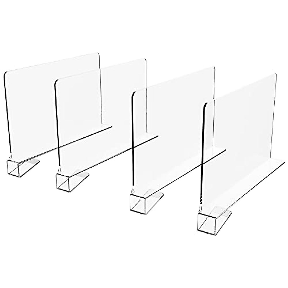 CRYSFLOA Acrylic Shelf Dividers 4 Pack Shelf Dividers for Closet Organization Wood Shelves Organizer Cabinet Shelf Separator for Home Office Cabinets Divider for Kitchen Set of 4