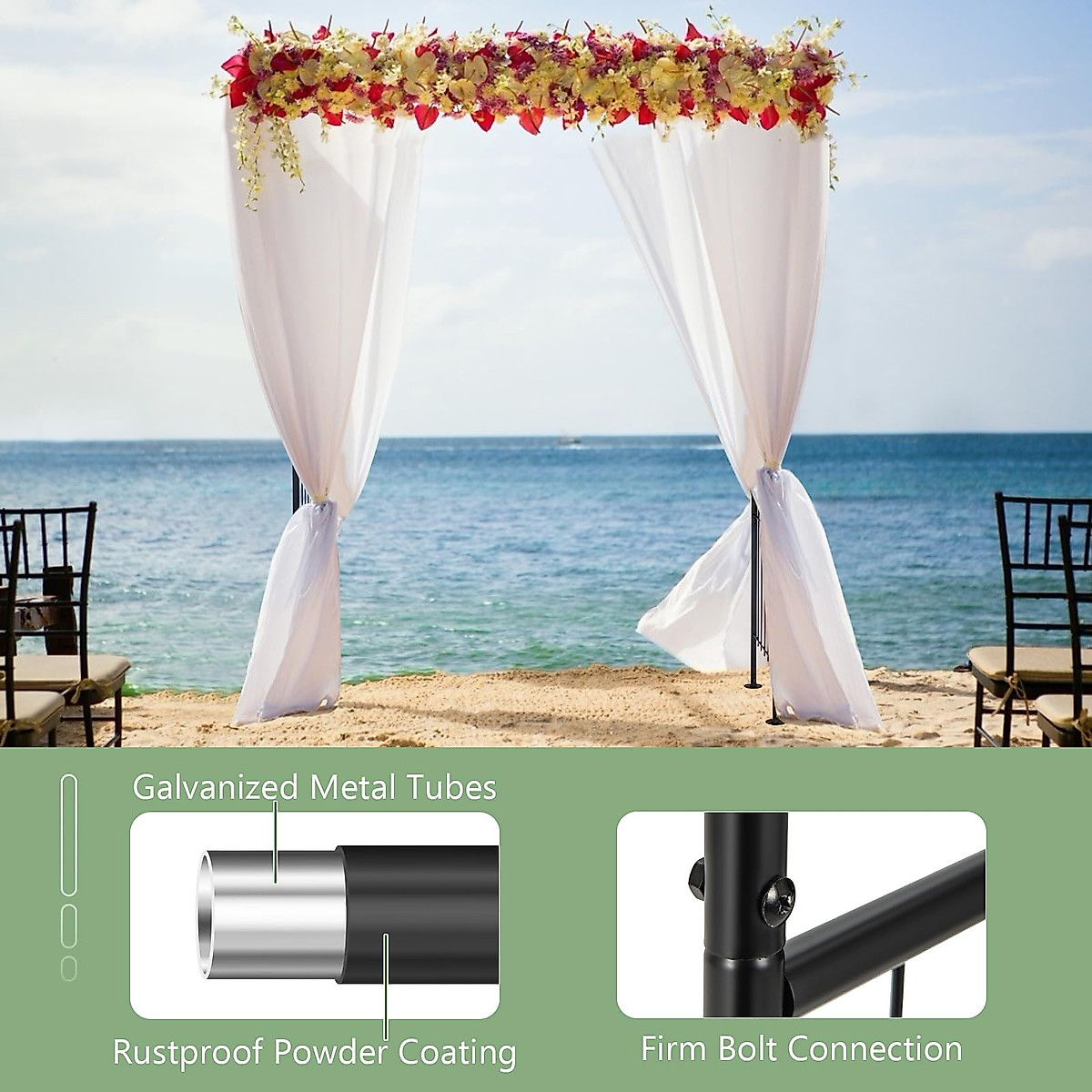 Giantex Garden Arbor Wedding Arch for Ceremony Party, Metal Trellis Archway for Climbing Plants Rose Grape Vines, Steel Frame Pergola Decoration for Backyard Patio Lawn Pathway, Easy to Assemble