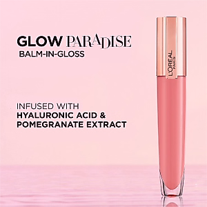 L'Oreal Paris Glow Paradise Hydrating Tinted Lip Balm-in-Gloss with Pomegranate Extract & Hyaluronic Acid, Ultra-Gentle, Non-Sticky Formula, Feathery Fleur, 0.23 Fl Oz