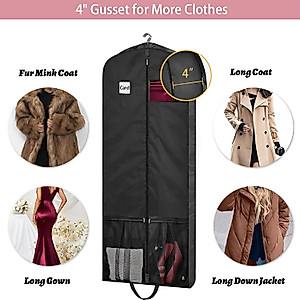 BH7STAR Dress Bags for Gowns Long, 65" Dress Garment Bags for Hanging Clothes, Dress Bags for Closet Storage and Traveling, Foldable Dress Cover