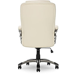 Serta Executive Office Adjustable Ergonomic Computer Chair with Layered Body Pillows, Waterfall Seat Edge, Bonded Leather, Ivory White