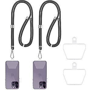 SHANSHUI Phone Lanyard, 2X Phone Lanyard & 2X Pads 2 in 1 Universal Crossbody, Neck Lanyard Detached Wrist Strap Phone Tether Pad Fit All Smartphones