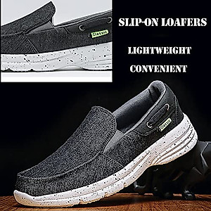 Mens Casual Canvas Slip on Loafers Shoes Cloth Shoes Comfortable Boat Shoes Leisure Fashion Sneakers for Male Black