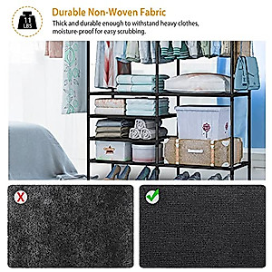 KOCASO Garment Rack,Clothes Rack Shoe Clothing Organizer Shelves,Freestanding Clothes Wardrobe with 2 Hanging Rods & 360° Roatation Hooks,Coated Iron Frame,66.1x42.1x14.2in,Load Capacity 350lbs