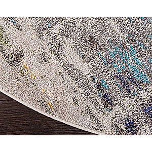 Unique Loom Chromatic Collection Modern Rustic & Vibrant Abstract Area Rug for Any Home Décor, 8' 0" x 8' 0", Beige/Gray