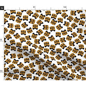 Spoonflower Fabric - Scattered School Bus Education Hand Drawn Teacher Printed on Petal Signature Cotton Fabric Fat Quarter - Sewing Quilting Apparel Crafts Decor