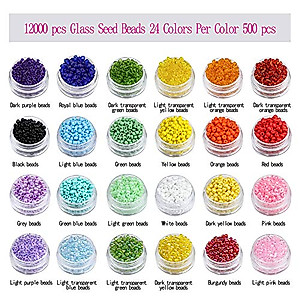 Ybxjges 12000Pcs 3mm Glass Seed Beads 8/0 Small Beads Bracelet Making Kit, Tiny Waist Beads Kit with Jewelry Making Supplies Elastic String for DIY Art Craft Girls Gifts