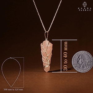 KARMAPLEDGE Handcrafted Crystal Pendant & Necklace; Spiritual Healing Crystal Necklace Pendant; Crystal Jewellery Protection Necklace (Rose Quartz, Amethyst, & Green Aventurine Double Point)