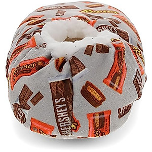 HERSHEY'S Sock Slippers For Kids, Reese's Peanut Butter Cup Candy Bar Print, Grey, Size Large (1-4 Big Kid)