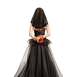 Bencailor 2 Pcs Lace Veils for Church Mantilla Catholic Veil Latin Mass Head Covering Veils for Bridal Women (Classic Style,M)