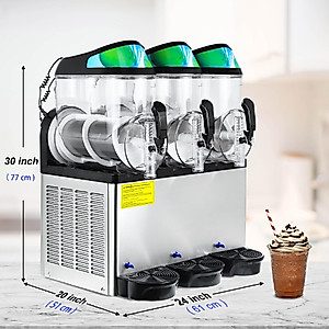 REEGIN-TECH Commercial Slushy Machine 110V/60HZ, Margarita Machine Granita Frozen Beverage Machine Slushie Maker Juice Beer Syrup Cocktail for Bar Buffet Cafe Restaurant Party (3 Tanks 9.6 Gallons)