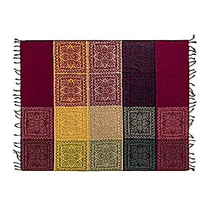 Boho Throw Blanket, Chenille Jacquard Tassels Throw Blankets for Bed Couch Soft Chair， Bohemian Fringe Tassels (Red, S:60x75