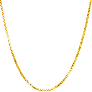 Italian Fashions 14k REAL Yellow Gold Solid 1.2mm Diamond-Cut Square Mirror Box Link Chain Necklace with Lobster Claw Clasp Thin And Lightweight MADE IN ITALY 24 Inches for Women