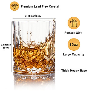 GLASKEY Whiskey Glasses Set of 4,Rock Glasses,10 oz Lead-Free Crystal Scotch Glasses,Old Fashioned Glass for Bourbon,Cognac,Irish Whisky,Personalised Whisky Glass Gift Set for Men,Dad,Brother